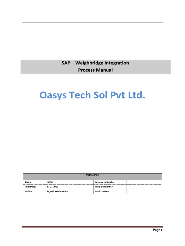 Weighbridge Integration Process Manual: Outbound Weighbridge Application | PDF | Microsoft Excel ...
