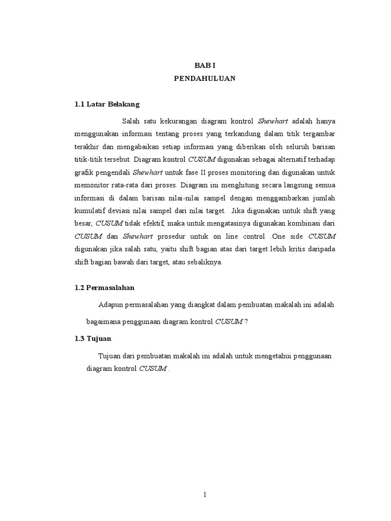 Diagram Kontrol Cumulative Sum Cusum Dan Exponentially Weighted Moving Average Ewma | PDF