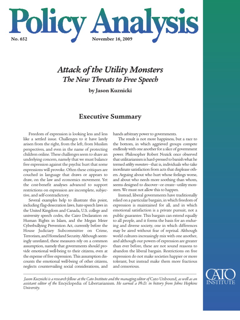 Attack of The Utility Monsters: The New Threats To Free Speech, Cato ...