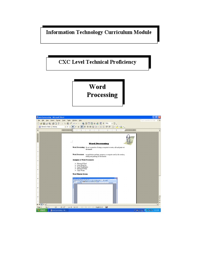 Word Processing: Information Technology Curriculum Module | Download ...