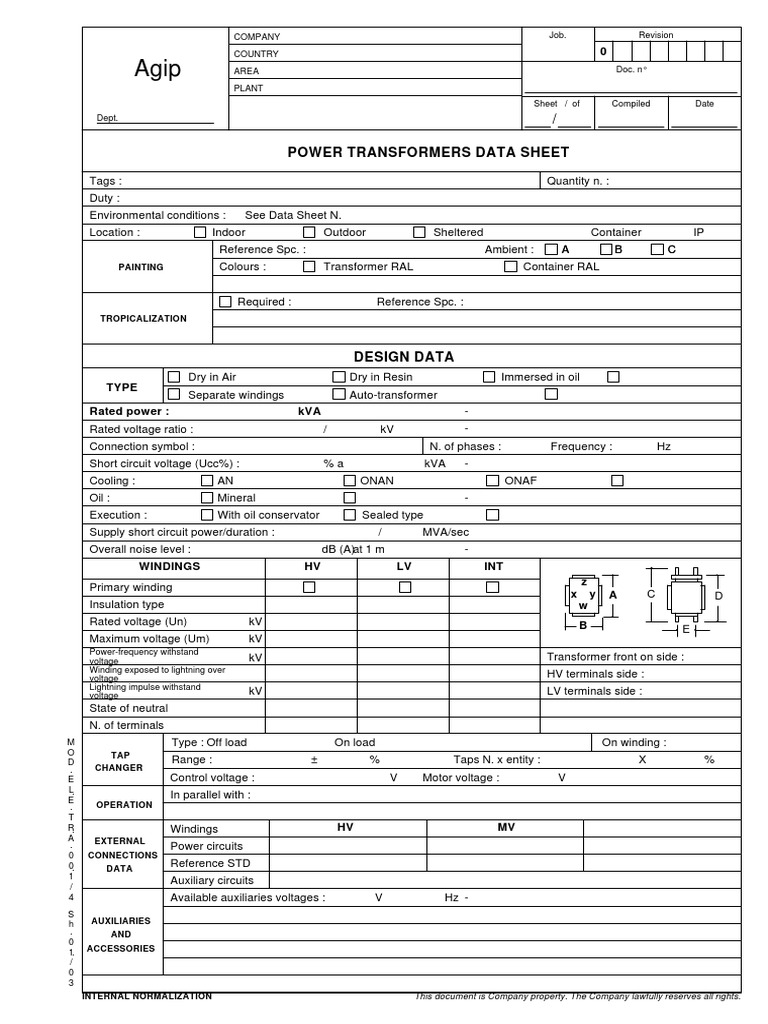 Power Transformers Data Sheet: Painting | Download Free PDF ...