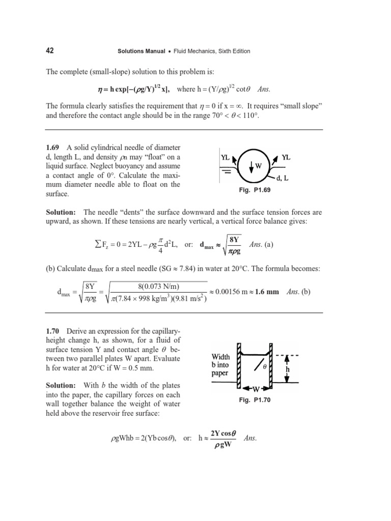 Solutions for fluid mechanics problems | PDF | Buoyancy | Mechanics