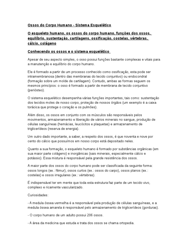 O Esqueleto Humano Uma Visão Geral Dos Ossos E Suas Funções Vitais