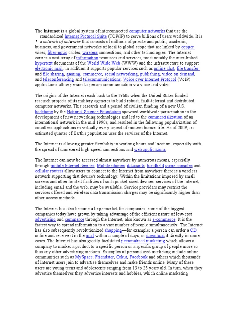 The Internet Is A Global System of Interconnected Computer Networks ...