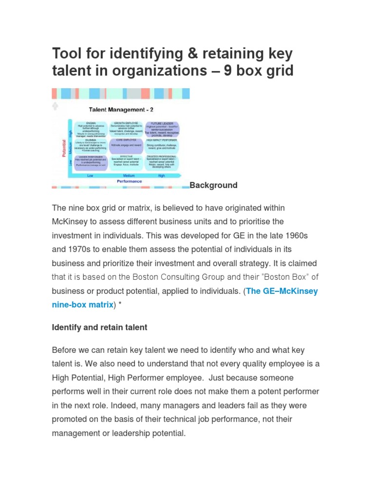 Tool For Identifying Talents Under 9box Methodology | PDF | Talent ...