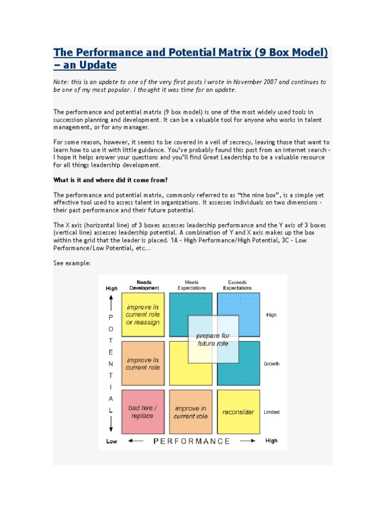 The Performance and Potential Matrix | PDF | Succession Planning ...