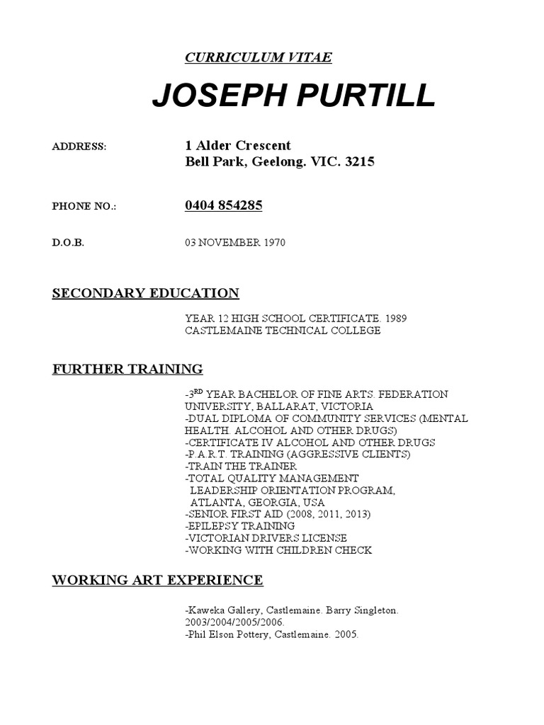 Joseph Purtill CV Professional Art Practise | PDF | Pottery | Ceramics
