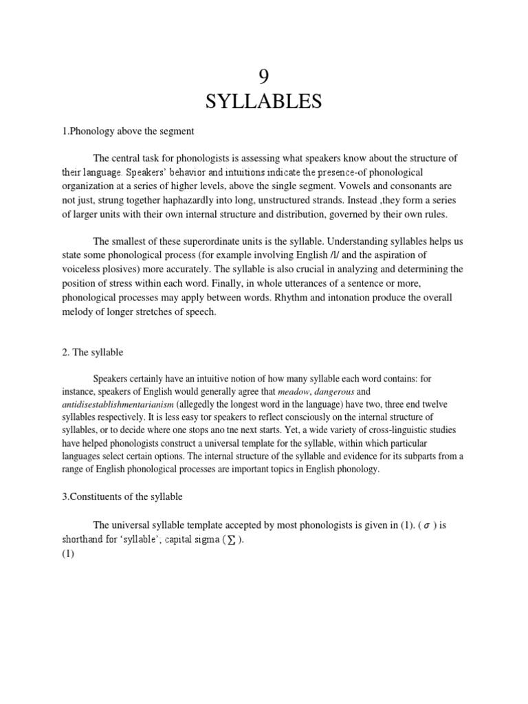 English Phonetic and Phonology (Syllables) | PDF | Syllable | Consonant