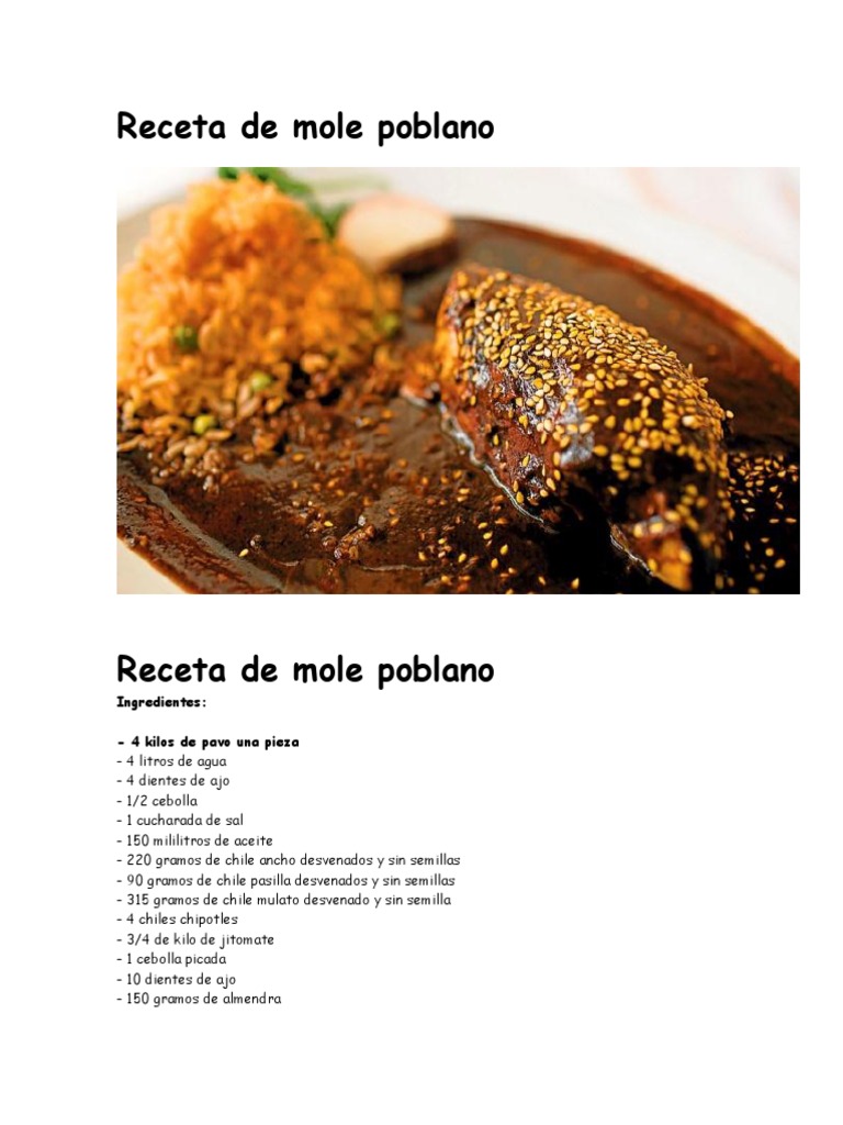 Receta Mole Poblano Tradicional