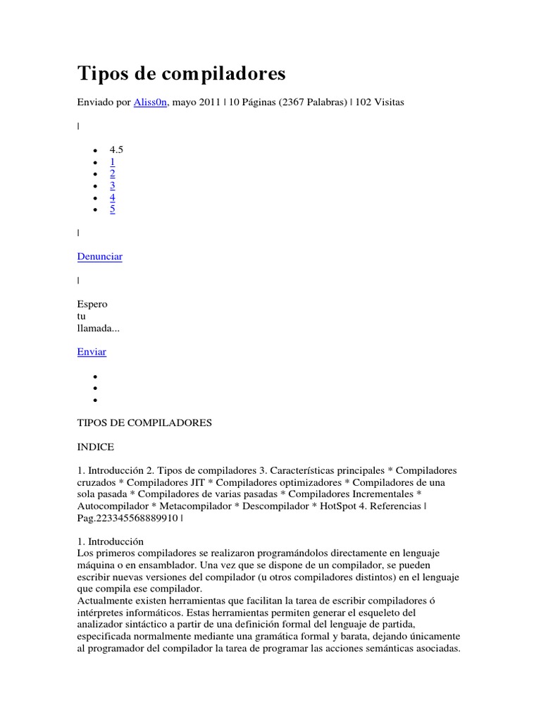 Tipos de Compiladores | PDF | Compilador | Lenguaje de programación