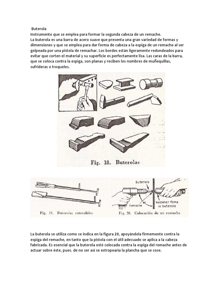 Buterola: Herramienta para Remachar | PDF