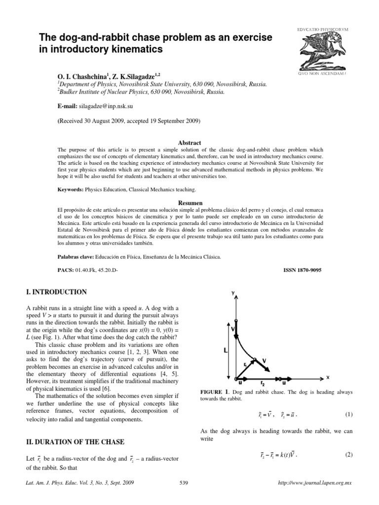 The Dog-And-Rabbit Chase Problem | PDF | Trigonometric Functions ...