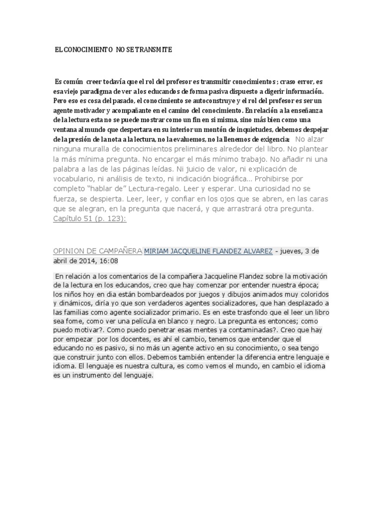 El Conocimiento No Se Transmite | PDF