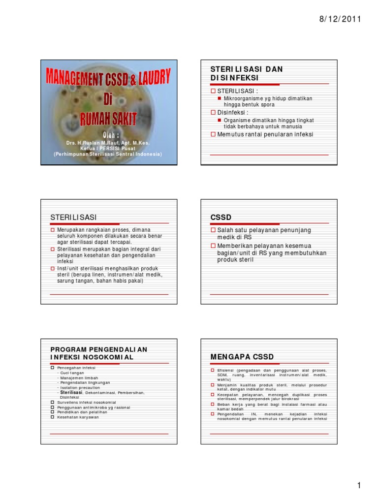 Management CSSD Dan Laundry | PDF | Sains & Matematika | Teknologi ...