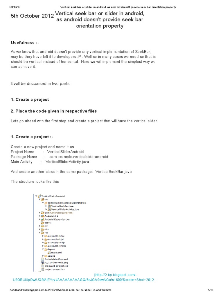 Vertical Seek Bar or Slider in Android, As Android Doesn't Provide Seek Bar Orientation Property ...