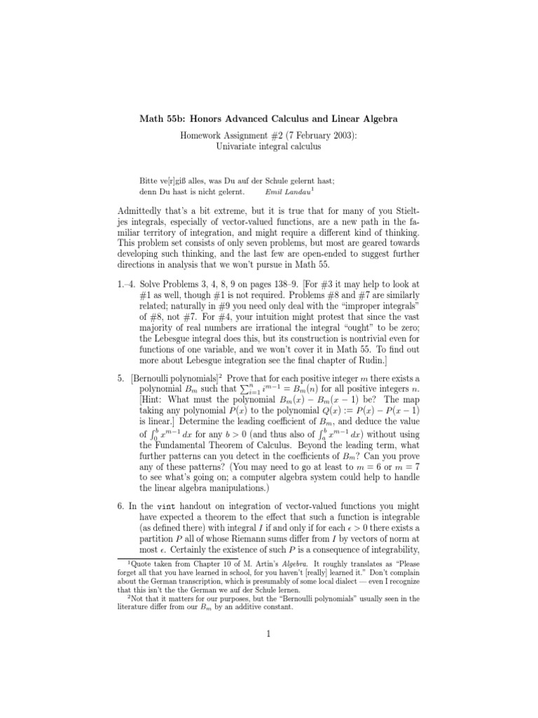 Honors Advanced Calculus and Linear Algebra p2 | PDF | Integral ...
