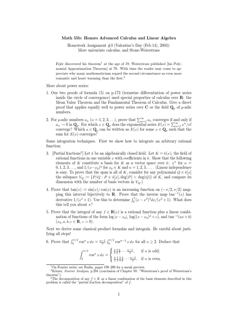 Honors Advanced Calculus and Linear Algebra p3 | PDF | Basis (Linear ...