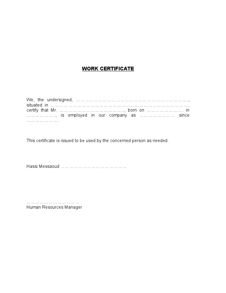 Work Certificate | PDF
