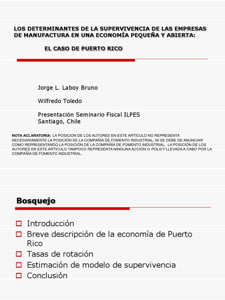 Jorge Laboy Presentacion CEPAL Supervivencia VII | PDF | Industrias ...