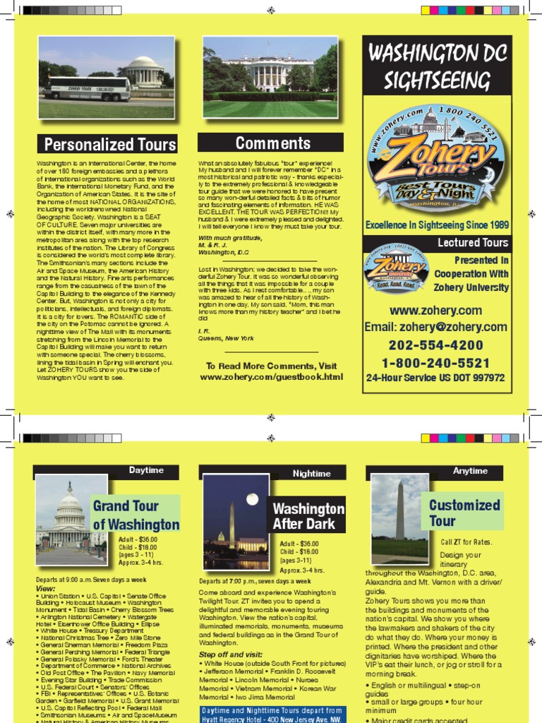Washington DC Sightseeing by Zohery Tours Brochure | PDF