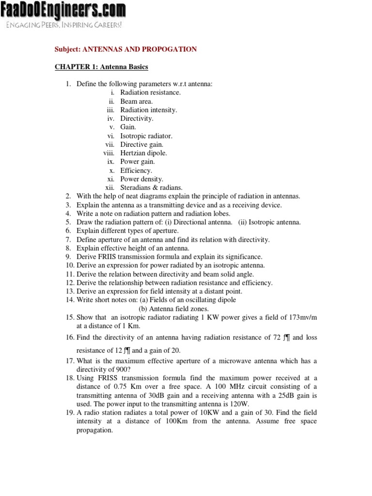 Antennas Important Questions | PDF | Antenna (Radio) | Radio Propagation