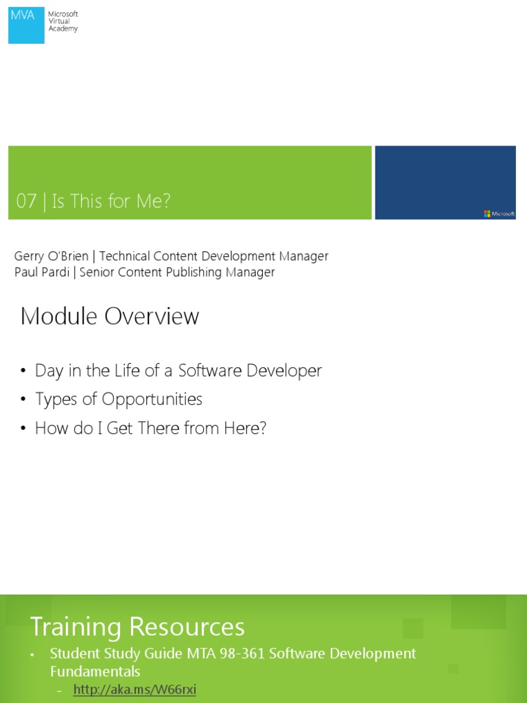 MVA Software Development Fundamentals Mod7 | PDF