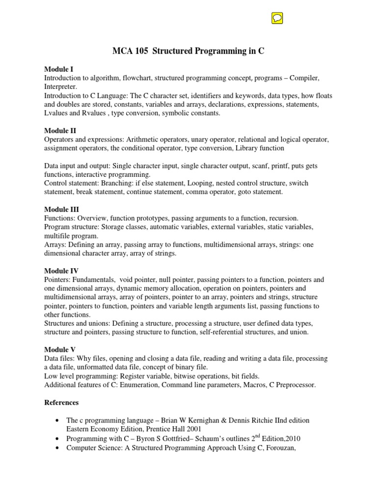 Mca 105 Structured Programming In C Pdf Pointer Computer Programming C Programming