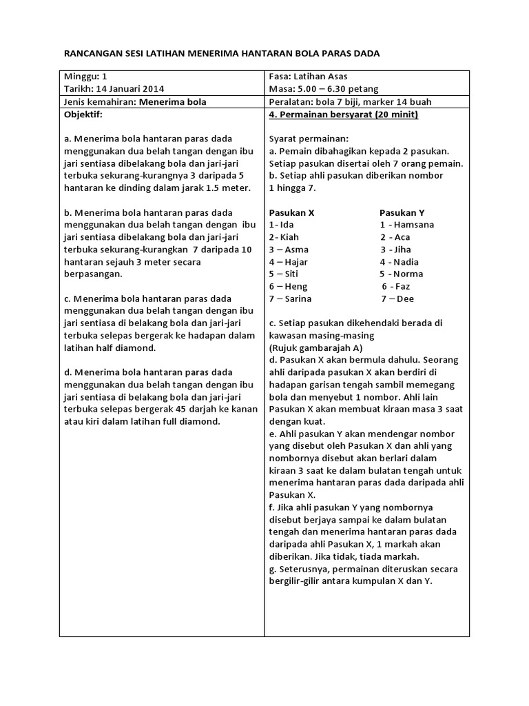 Rancangan Sesi Latihan | PDF