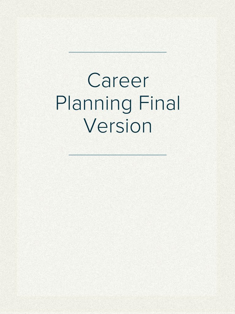Career Planning Final Version | PDF | Secondary School | Tutor