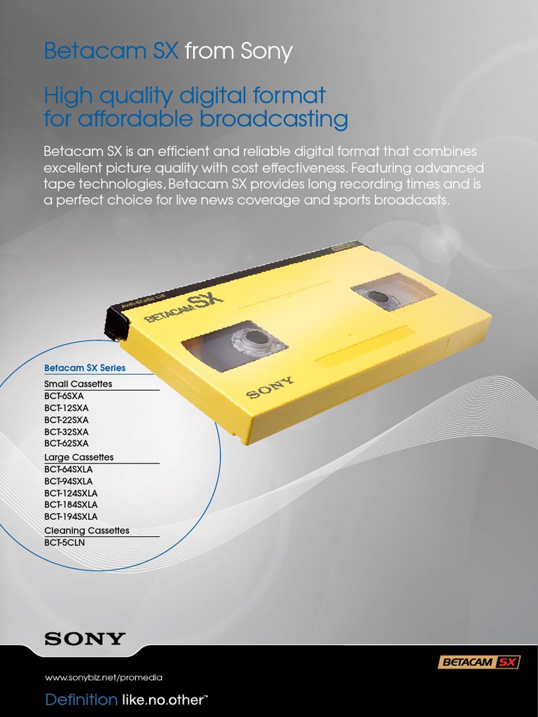 Sony Betacam SX | PDF | Compact Cassette | Videotape