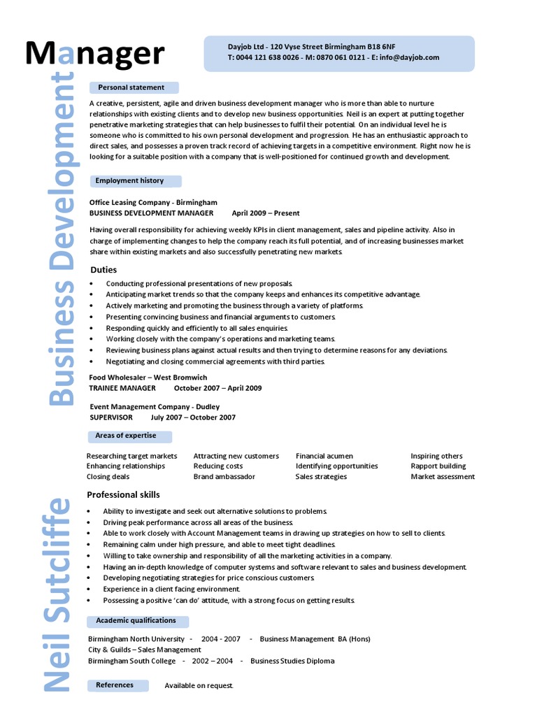Business Development Manager Resume 8 | PDF