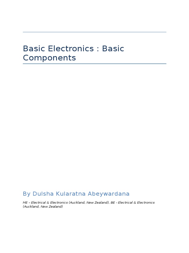 Basic Electronics Basic Components | PDF | Electric Current | Resistor