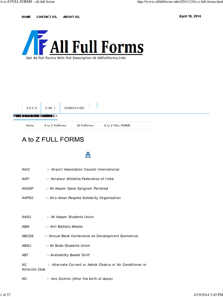 A To Z FULL FORMS - All Full Forms | PDF | United Nations ...