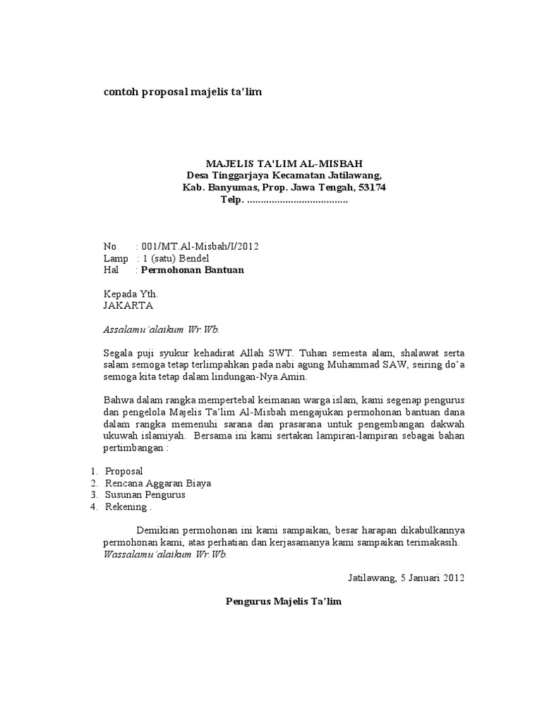 Contoh Proposal Majelis Ta'Lim | PDF