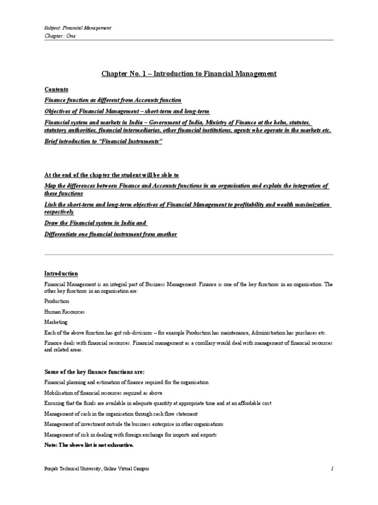 Financial Management - Chapter 1 | PDF