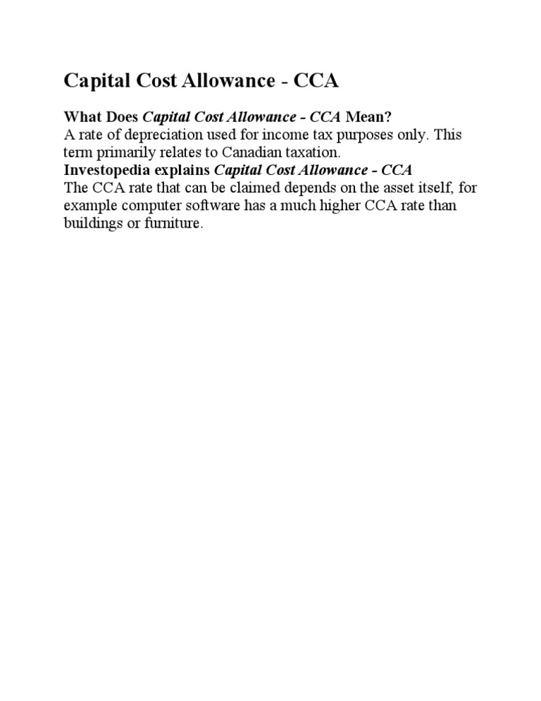 Capital Cost Allowance | PDF