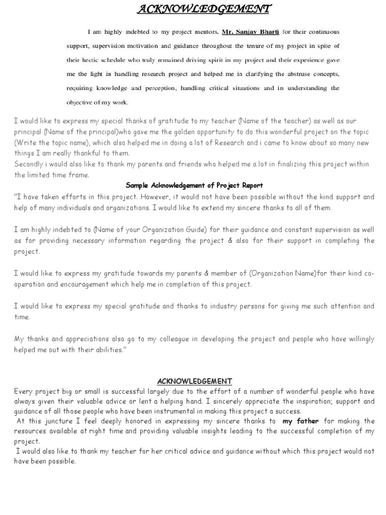 Student Project Acknowledgements | PDF | Career & Growth | Social Science