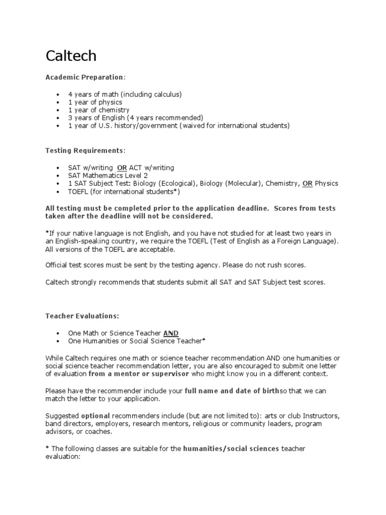 Caltech | PDF | Advanced Placement | Sat