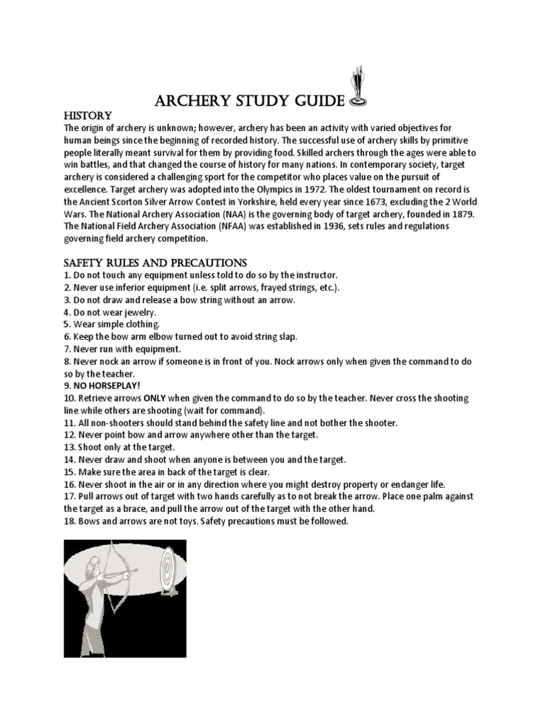 Archery Study Guide | PDF | Archery | Arrow