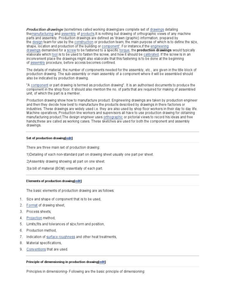 Production Drawing | PDF