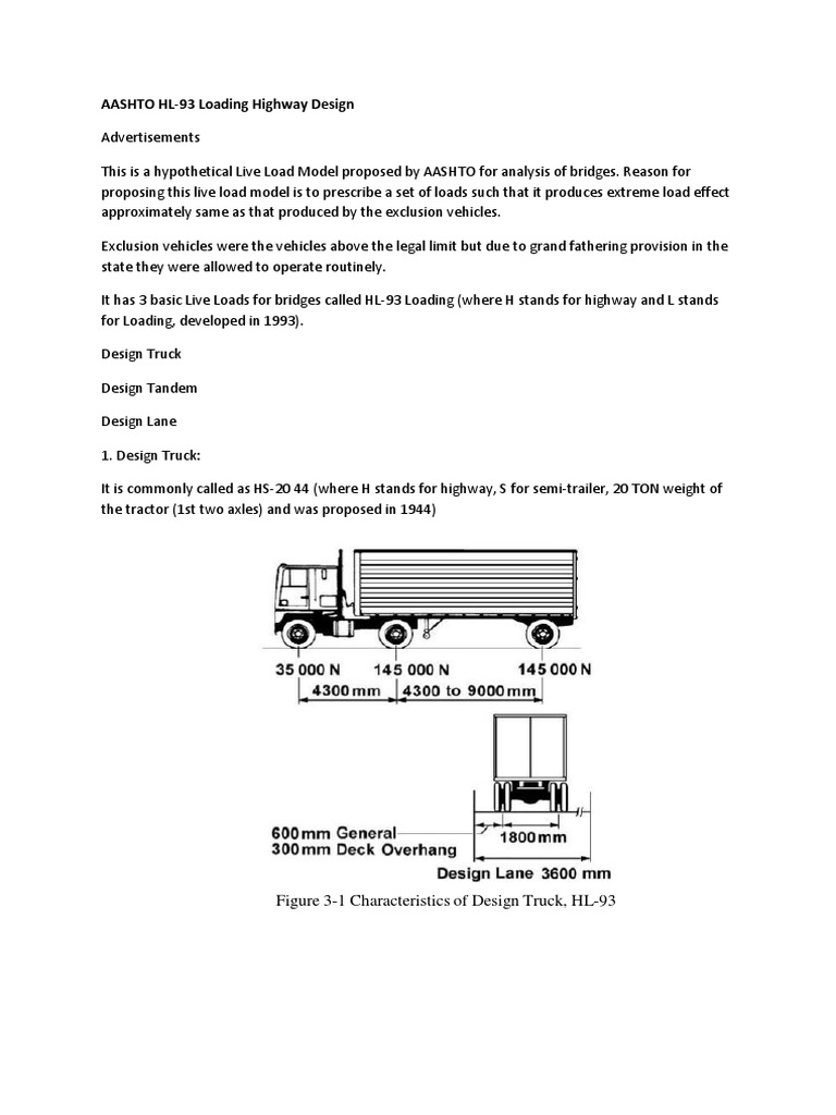 AASHTO HL-93 Loading Highway Design | PDF | Bridge | Truck