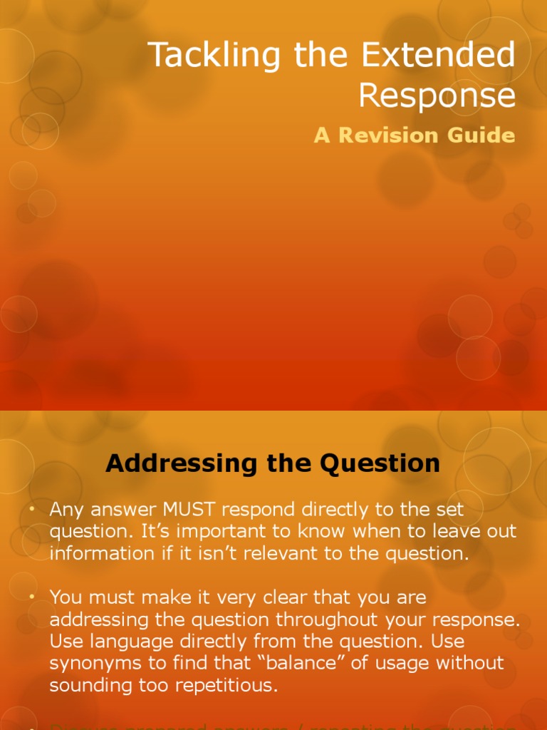 Tackling The Extended Response | PDF | Ellipsis | Essays