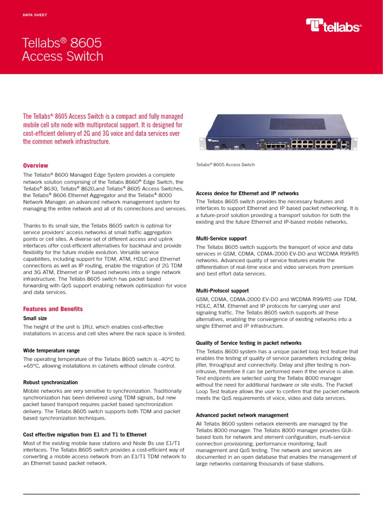 Tellabs 8605 Brochure | PDF | Multiprotocol Label Switching | Networking