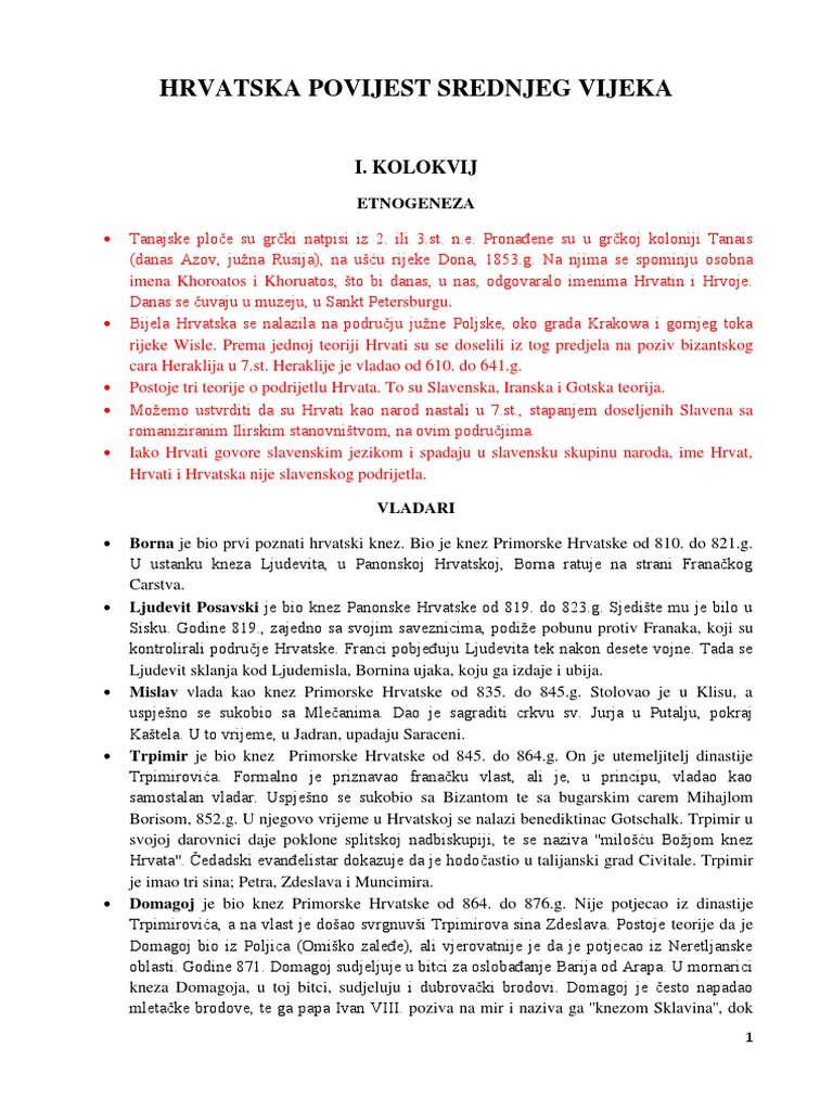 Hrvatska Povijest Srednjeg Vijeka | PDF