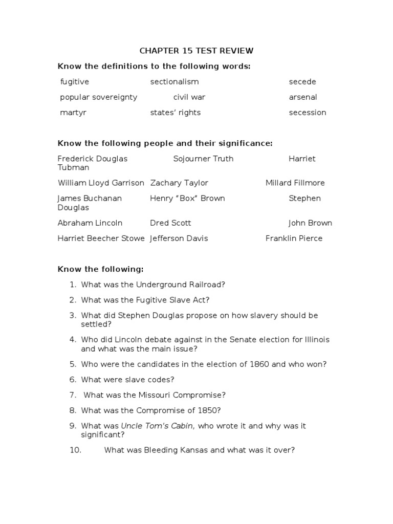 Civil War Era Key Terms & Figures Review | PDF