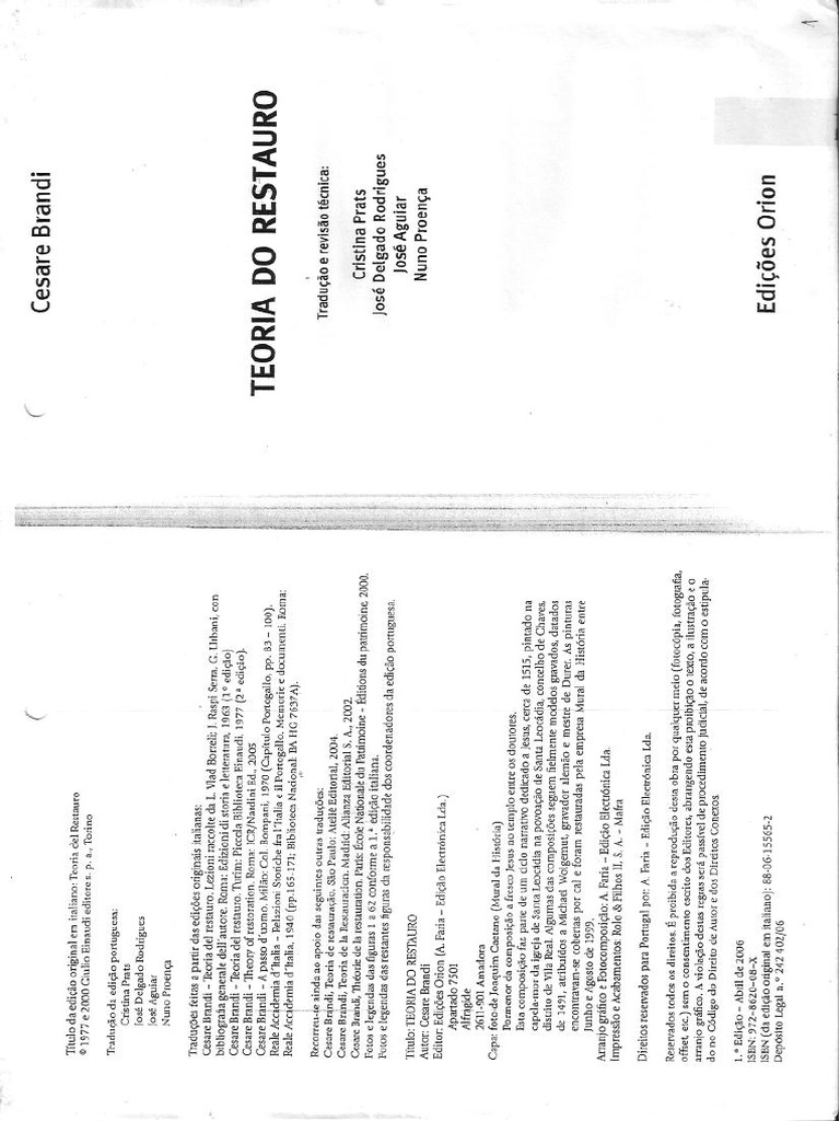 Teoria de Restauro de Cesare Brandi | PDF