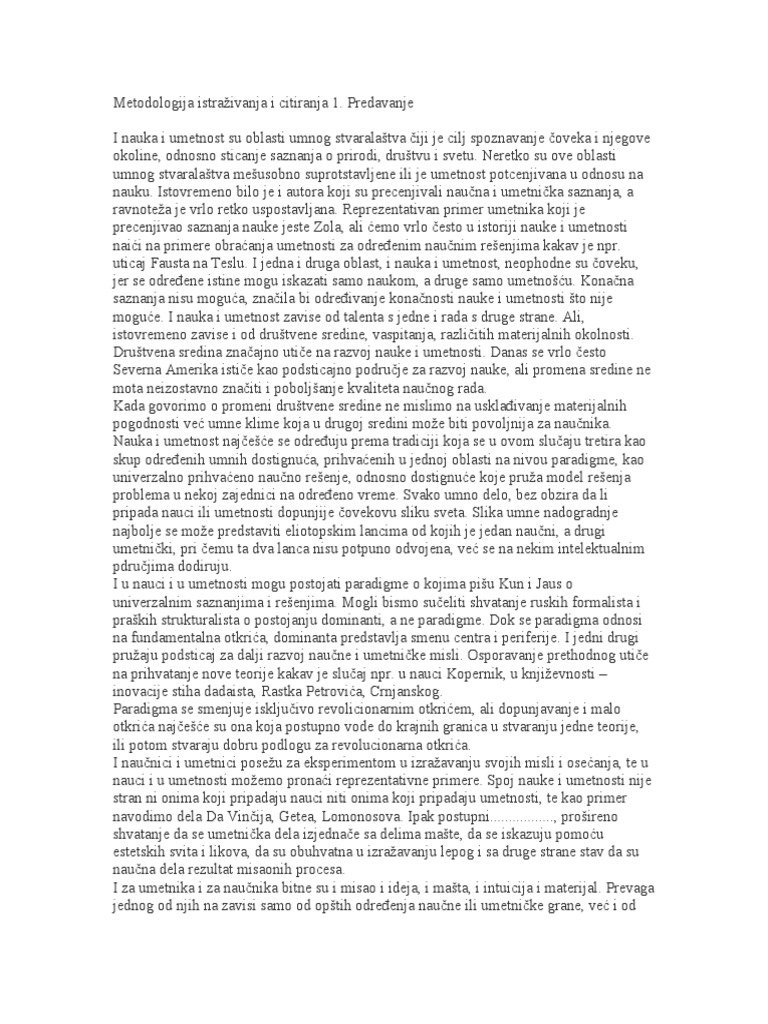 Metodologija Istrazivanja I Citiranja | PDF