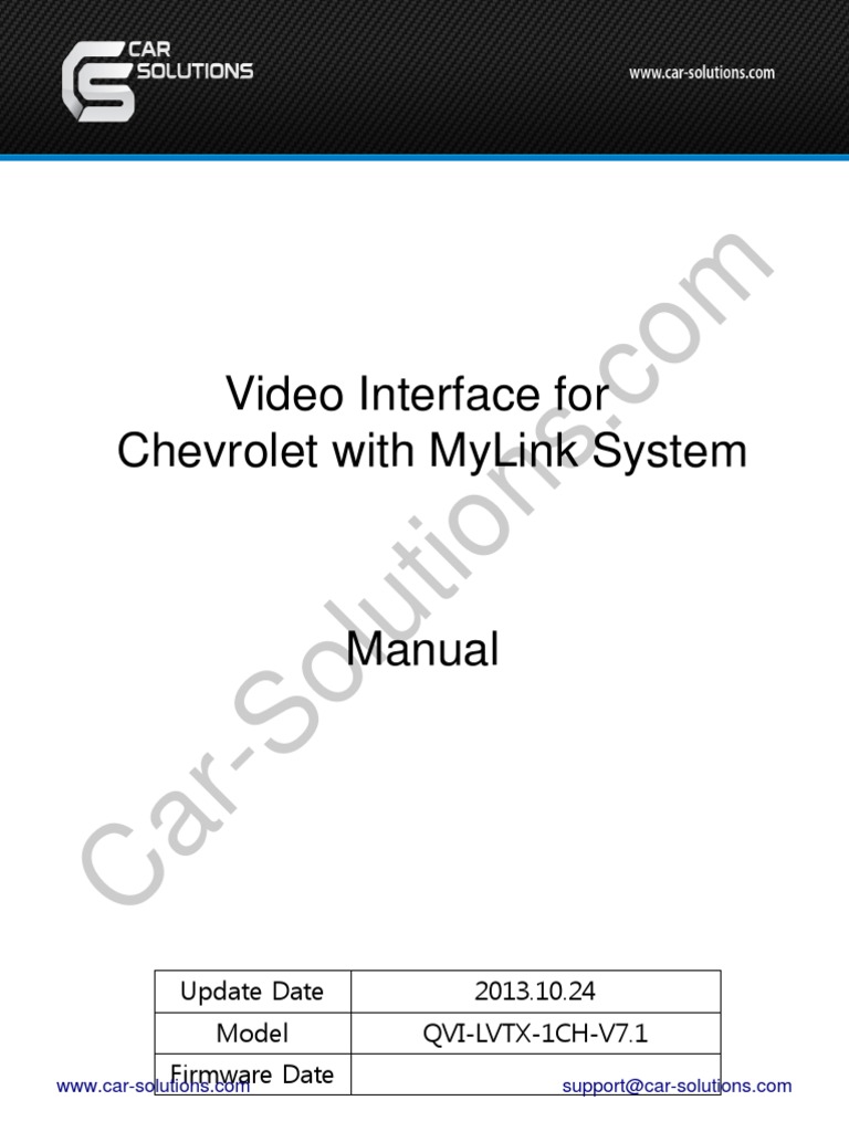 Chevrolet MyLink Video Interface Manual | PDF | Electrical Wiring ...