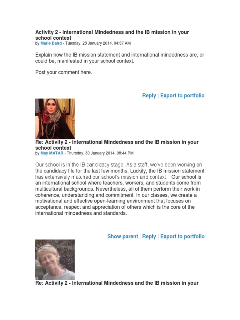 IB Mission and International Mindedness | PDF | Curriculum | Creativity