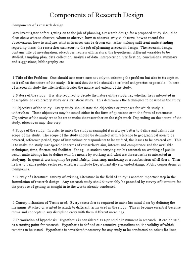 Components of Research Design | PDF | Research Design | Survey Methodology